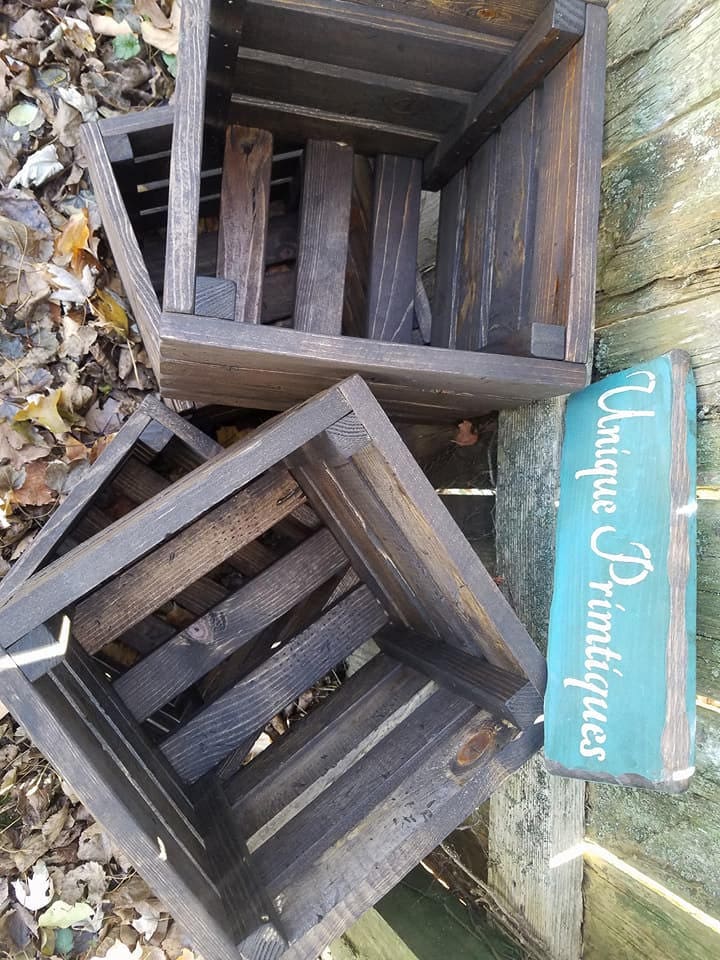 Two RUSTIC FARMHOUSE CRATES Reclaimed Salvaged Wood Dark | Etsy