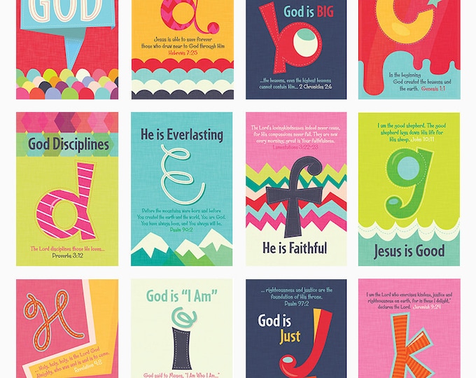 ABC Scripture Cards, Abc's of God Scripture Art, Christian Kids Set of ...