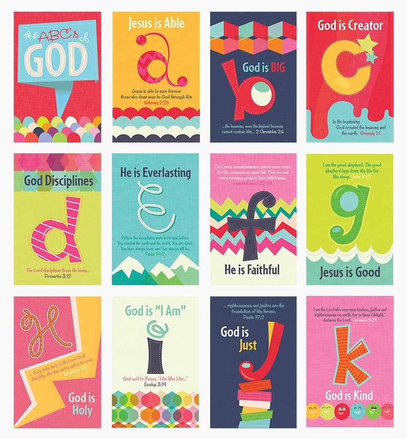 Church Nursery Art, Christian Kids Scripture Art Prints, Abc's of God ...