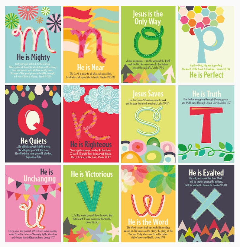 ABC Scripture Cards Abc's of God Scripture Art Christian - Etsy