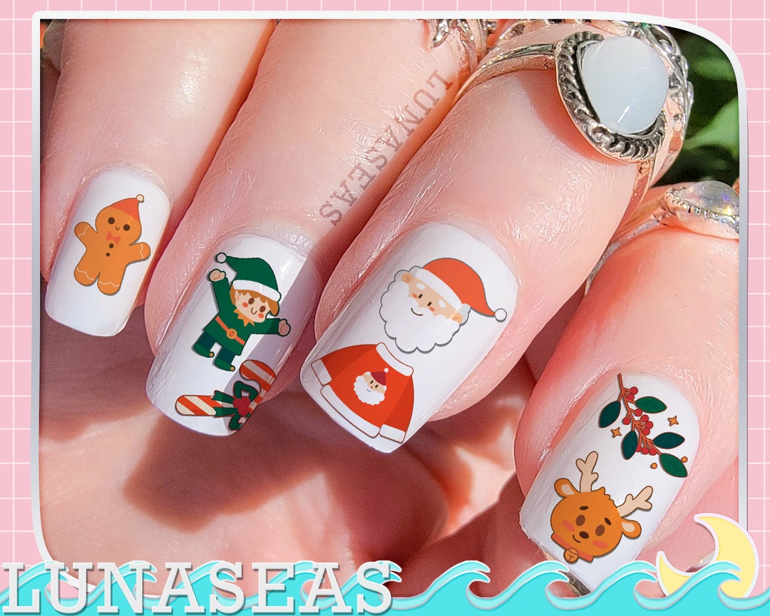 Cute Christmas Nail Decals Holiday Nail Tattoos Christmas Nails - Etsy