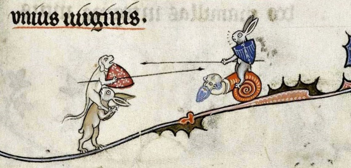 Medieval Duelling Rabbits Mug - Etsy UK