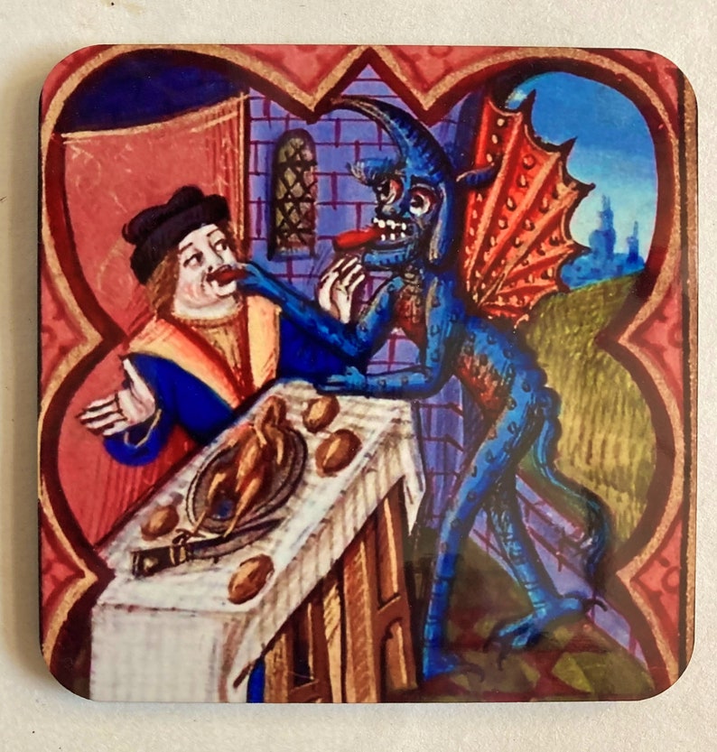 Cute Medieval Demon Coasters - Set of 4 - Etsy UK