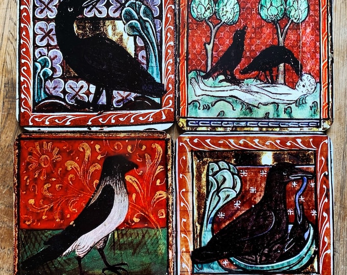 Medieval Crow Coasters - Set of 4 - Etsy