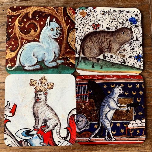 Medieval Cat Coasters Set of 4 | Etsy
