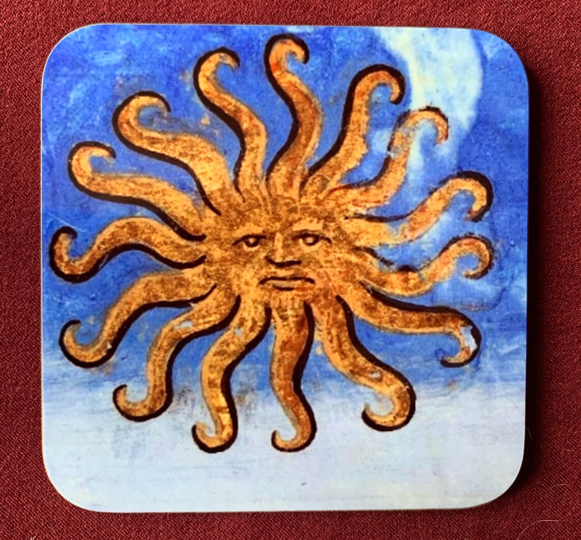 Medieval Sun and Moon Coasters Set of 4 - Etsy