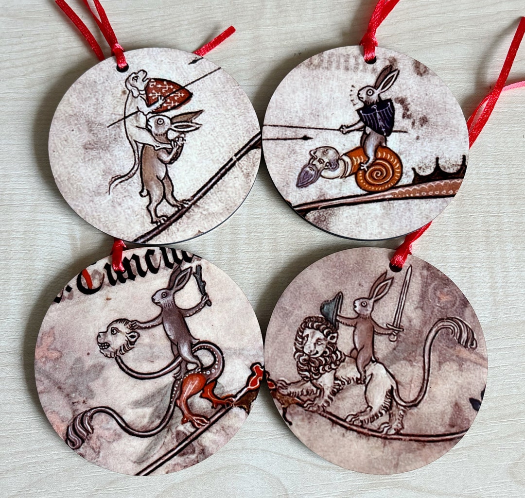 Medieval Rabbit Tree Decorations - Double Sided - Etsy UK