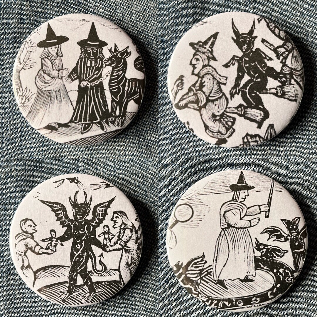 Woodcut Witches Button Badges 32mm - Choose From 4 Designs - Etsy