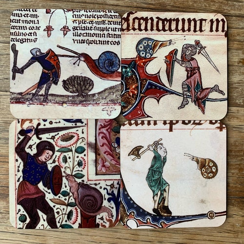 Medieval Snail Coasters Set of 4 - Etsy
