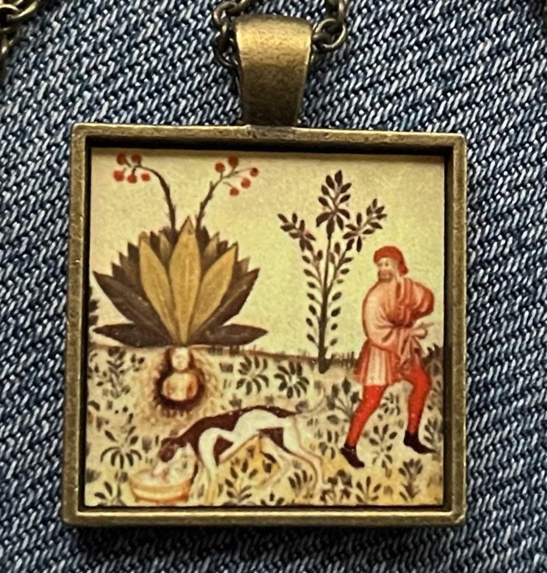 Mandrake Pendant - Antique Gold, Medieval Plant Art - Etsy UK