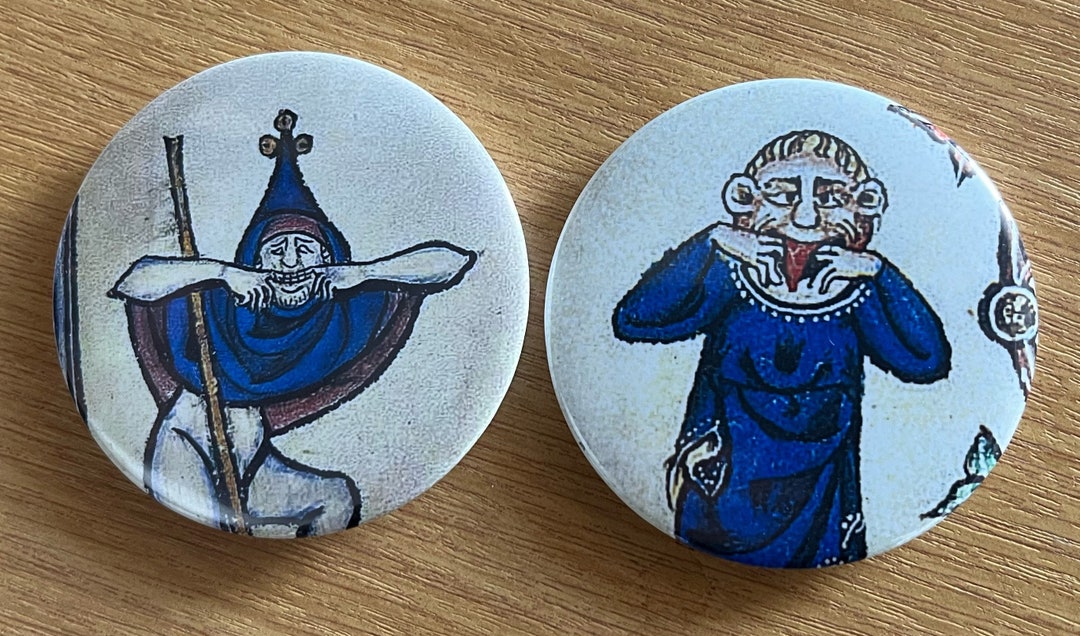 Medieval Funny Face Badge - 32mm - Choose From 2 Designs - Etsy