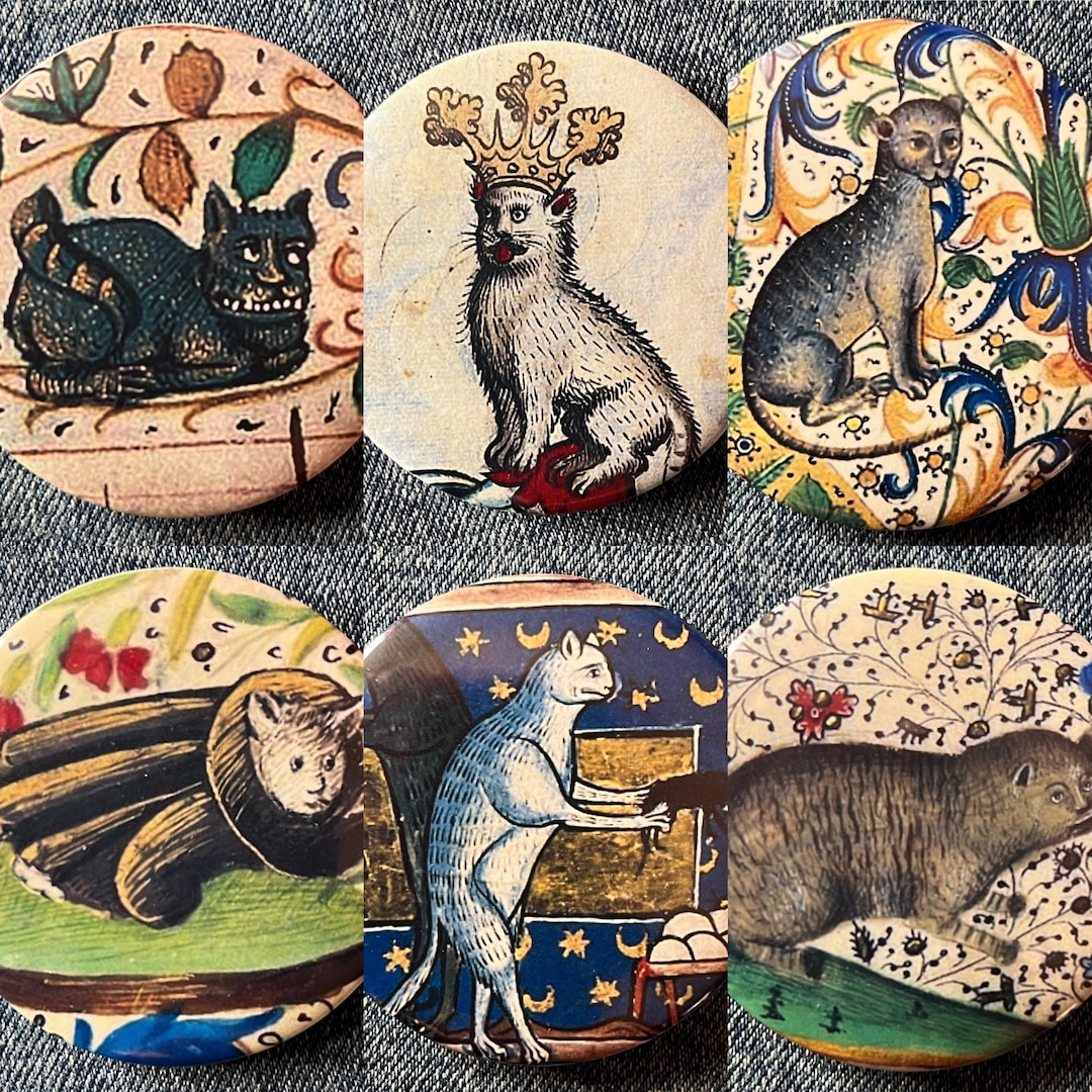 Medieval Cat Button Badge 32mm - Choose From 6 Designs - Etsy