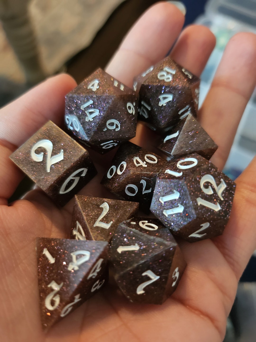 Dark Bronze DND Dice With White Numbers - Etsy
