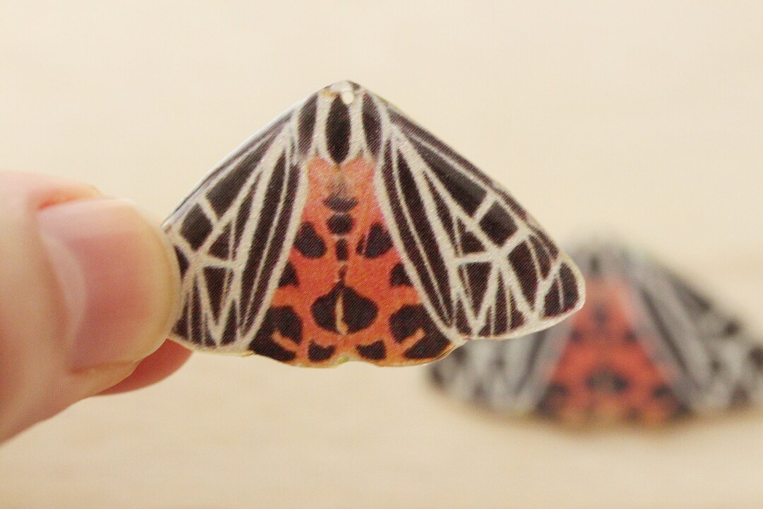 Red, Black & Silver Moth Wings Handmade Resin Earring Components 2 ...