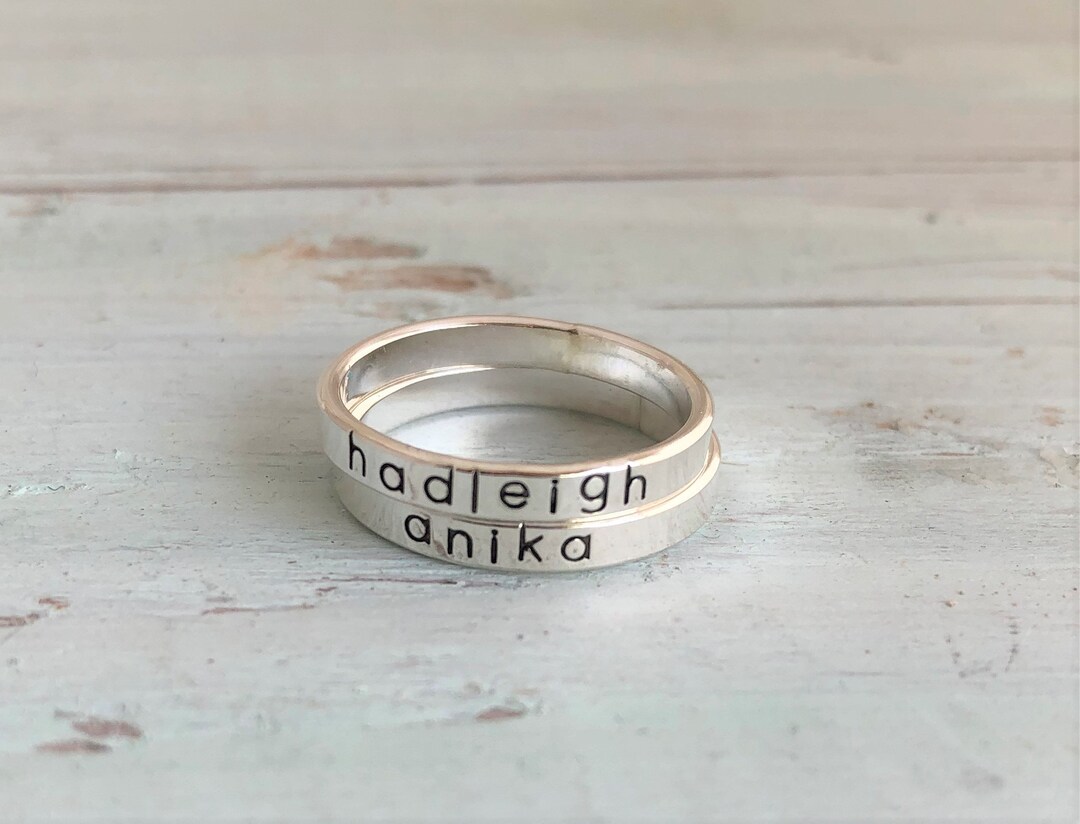 Sterling Silver Slender Name Rings - Etsy