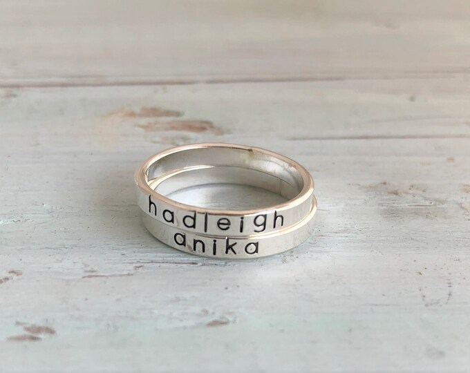 Sterling Silver Slender Name Rings - Etsy