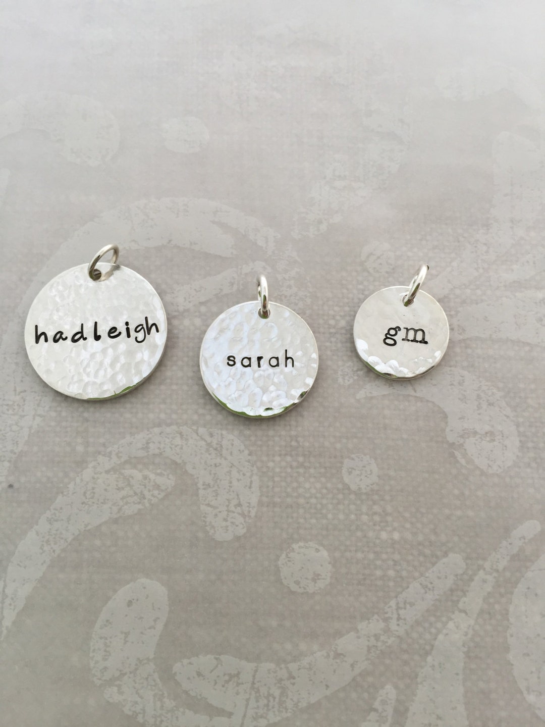 Sterling Silver Hammered Name Charms - Etsy