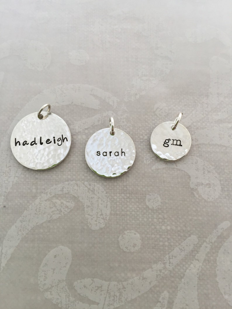 Sterling Silver Hammered Name Charms - Etsy