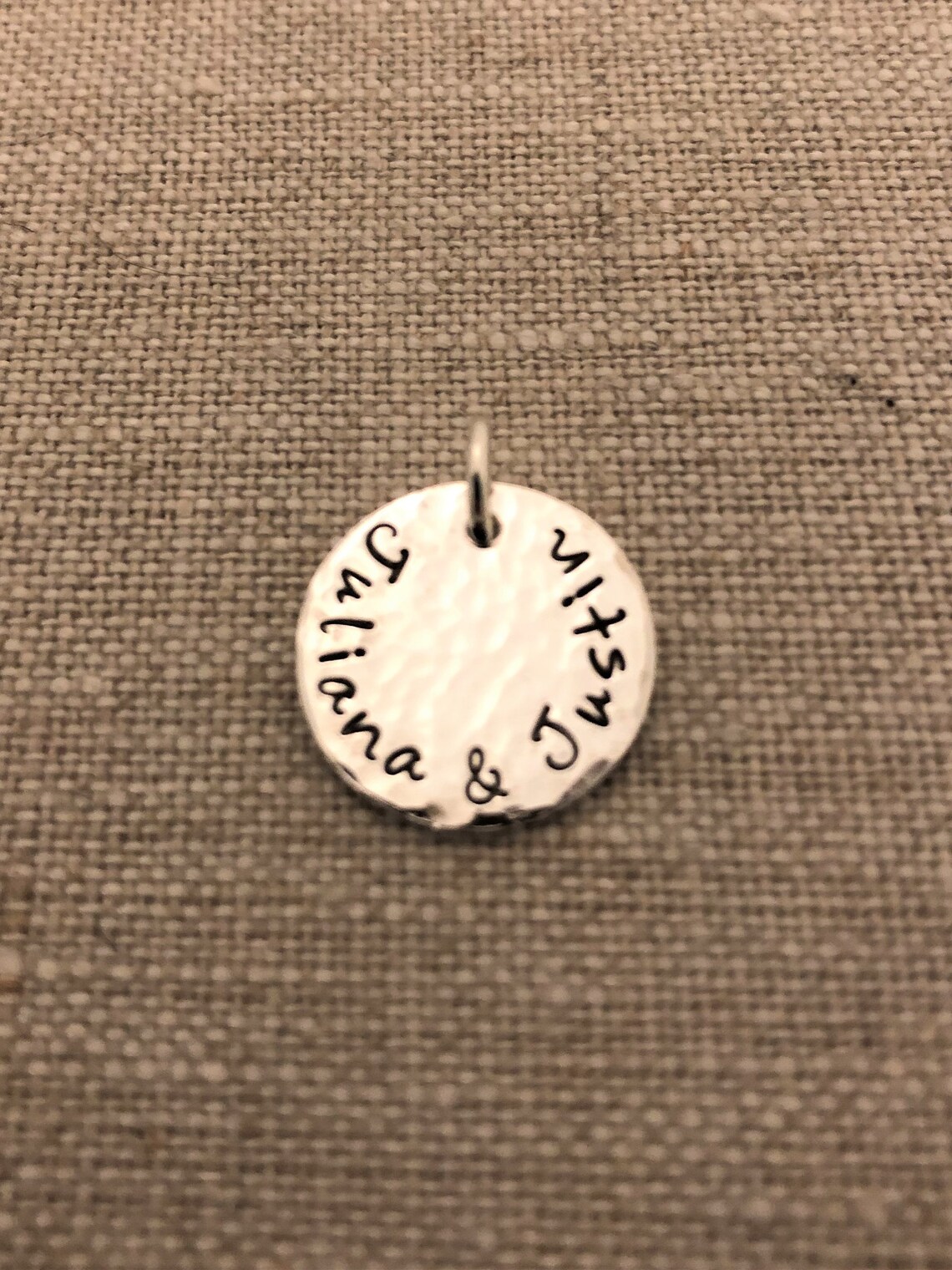 Sterling Silver Hammered Name Charms | Etsy