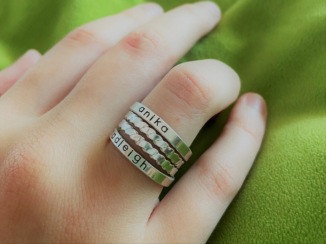 Sterling Silver Slender Name Rings - Etsy
