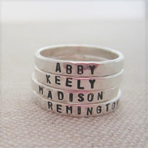 Sterling Silver Slender Name Rings - Etsy