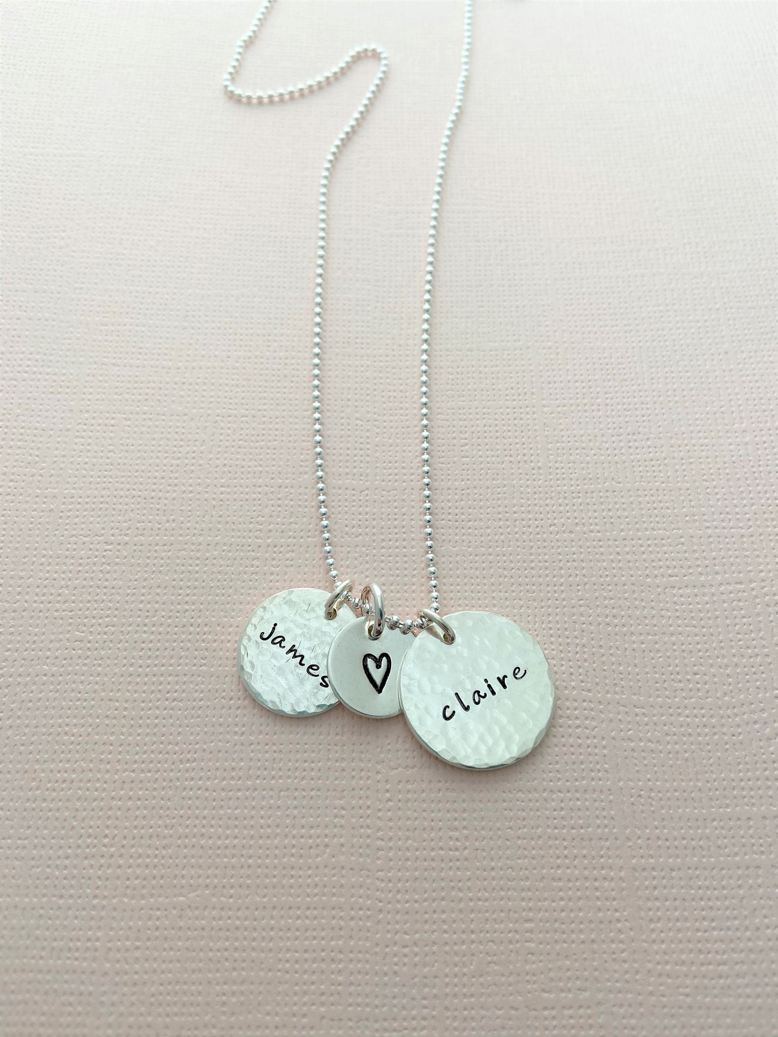 Sterling Silver Hammered Name Charms - Etsy