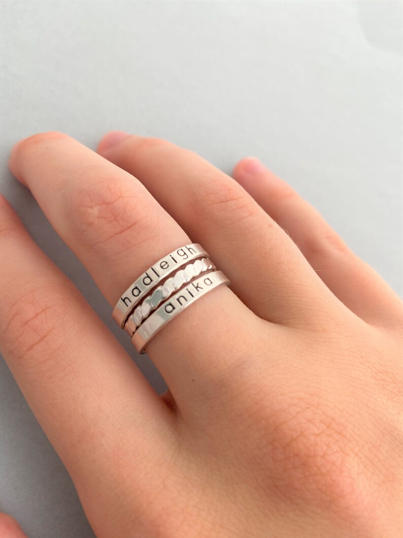 Sterling Silver Slender Name Rings - Etsy