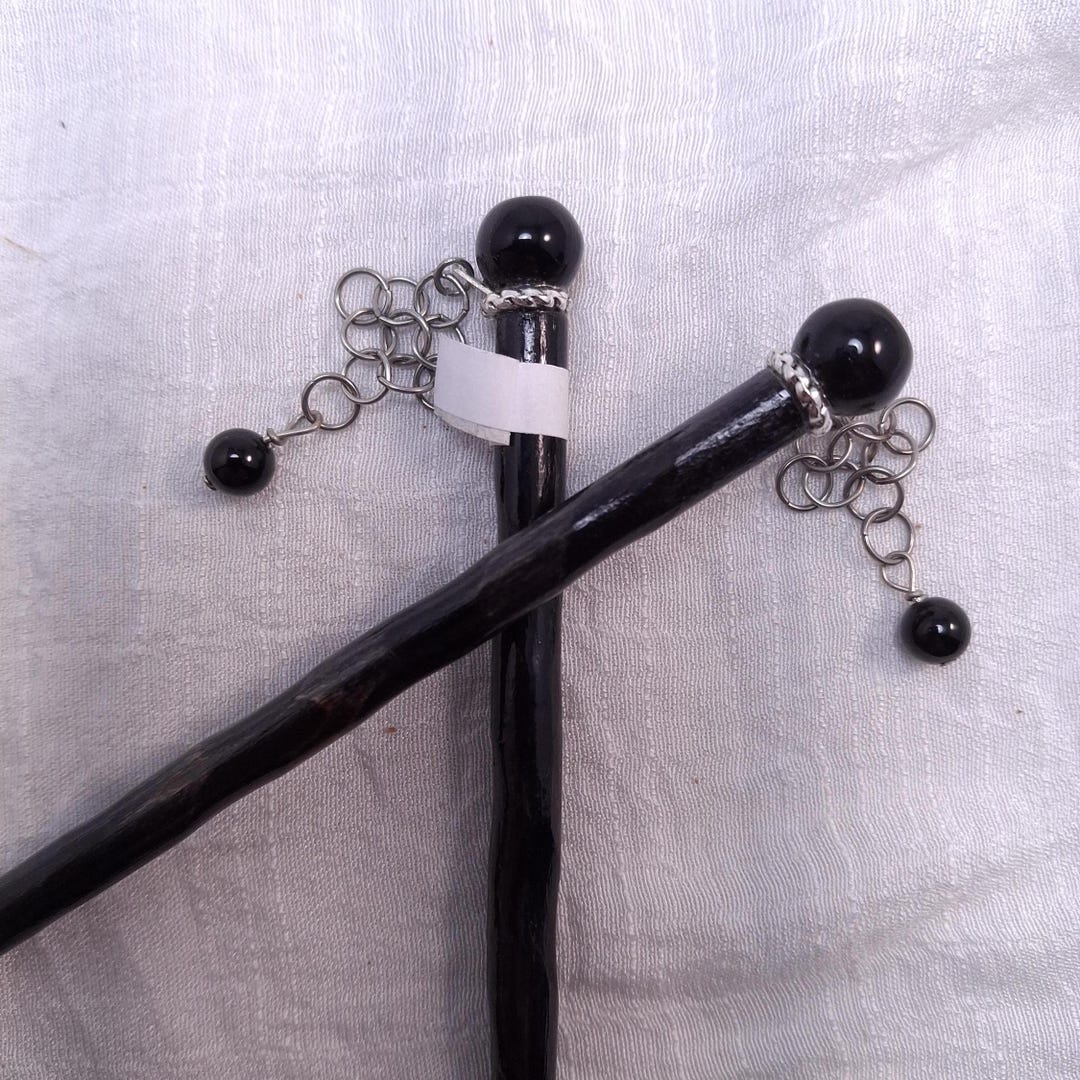 Black Beaded Chainmaille Dangle Hair Sticks - Etsy