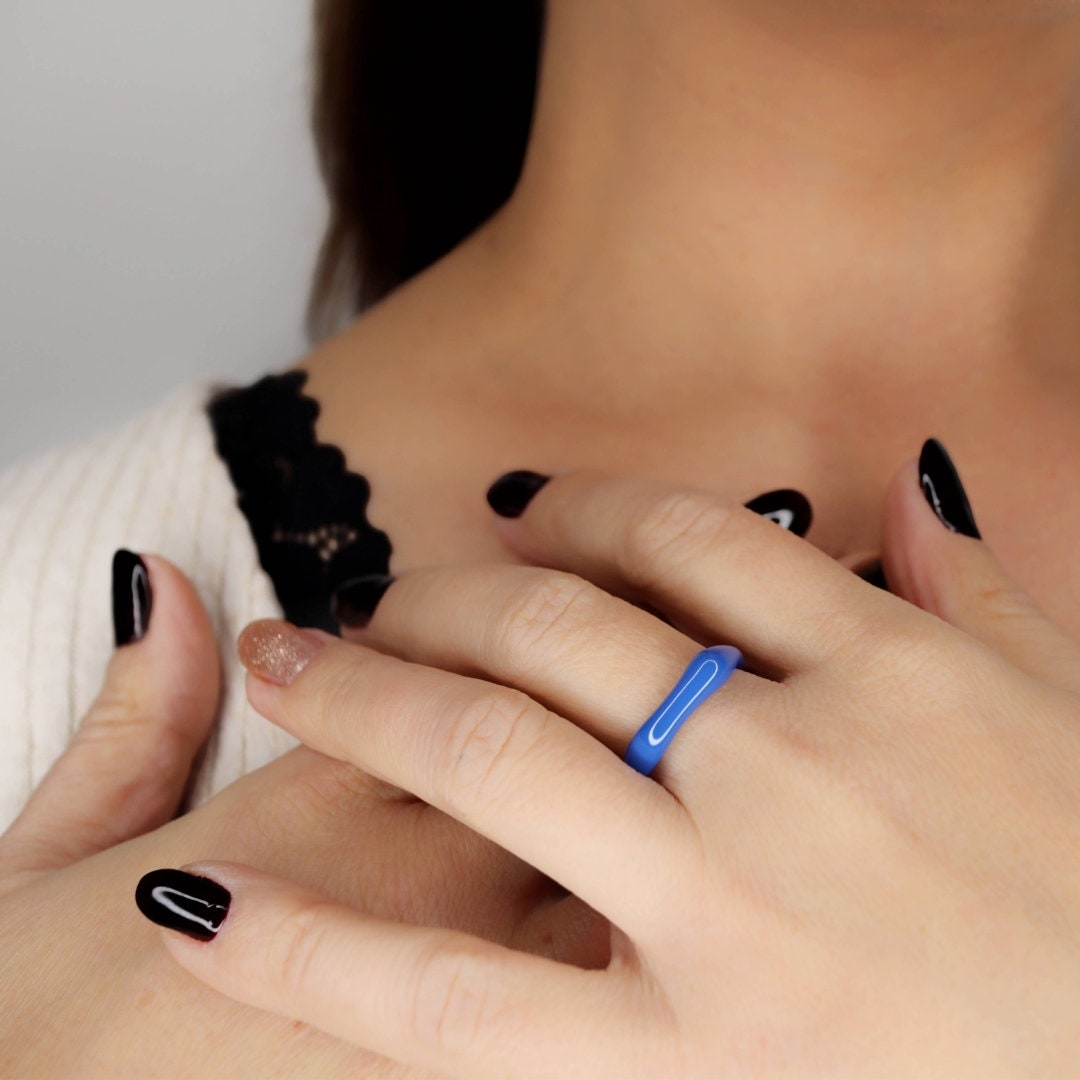 Colorful Rings Stacking Enamel Organic Shape 18k Fashion Ring - Etsy