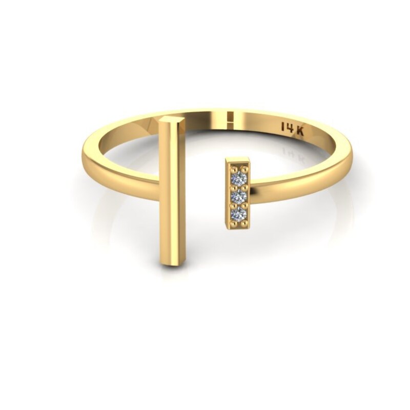Diamond Bar Ring - Etsy