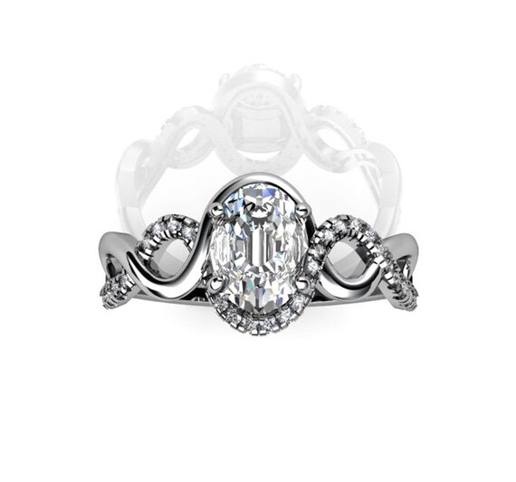 Items similar to Double Infinity Engagement Ring 14K White Gold White ...