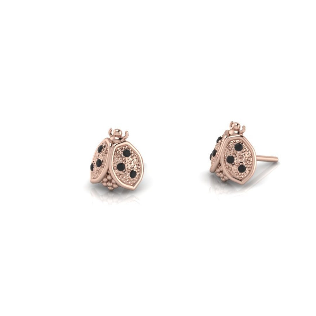 Gold Ladybug Earrings 14k Studs Lucky Lady Bug Earrings for Girls Gold ...