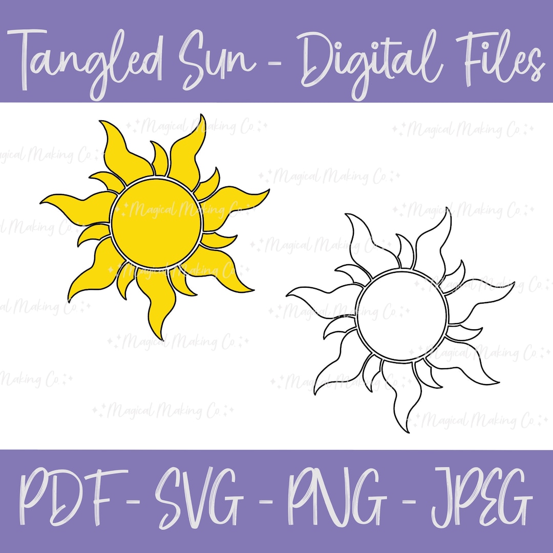 Tangled Sun (tangled) Digital Files - Svg/pdf/png/jpeg - Kids Coloring ...