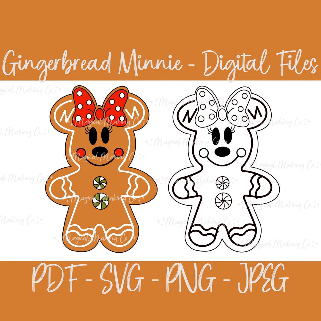 Minnie Mouse Gingerbread Digital Files - Svg/pdf/png/jpeg - Christmas ...