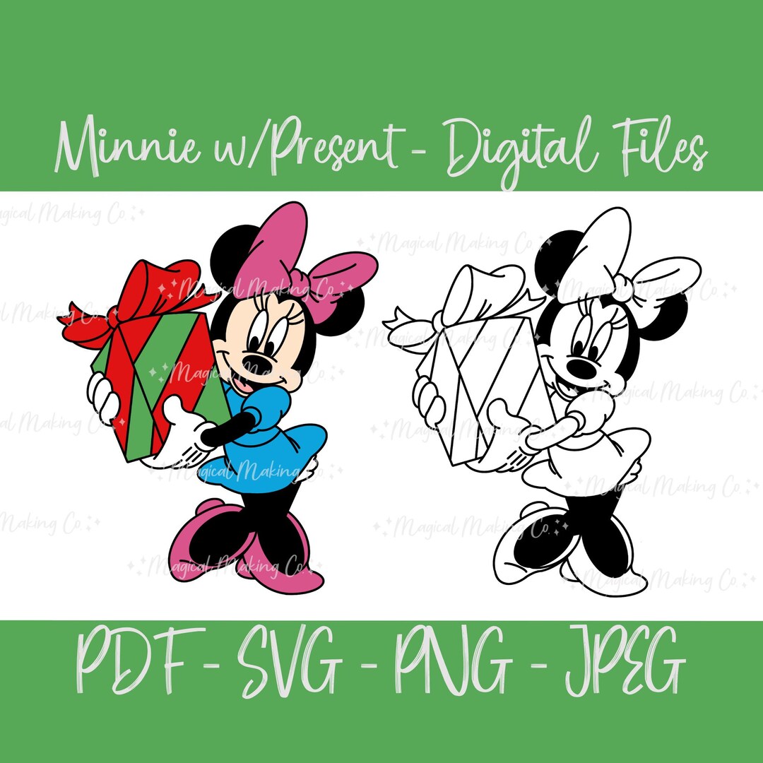 Minnie Mouse With Christmas Present Digital Files - Svg/pdf/png/jpeg ...