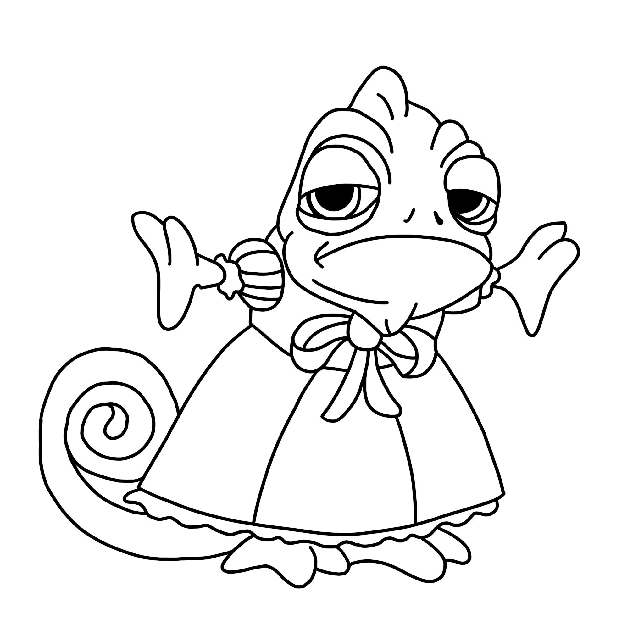 Rapunzel And Pascal Coloring Page
