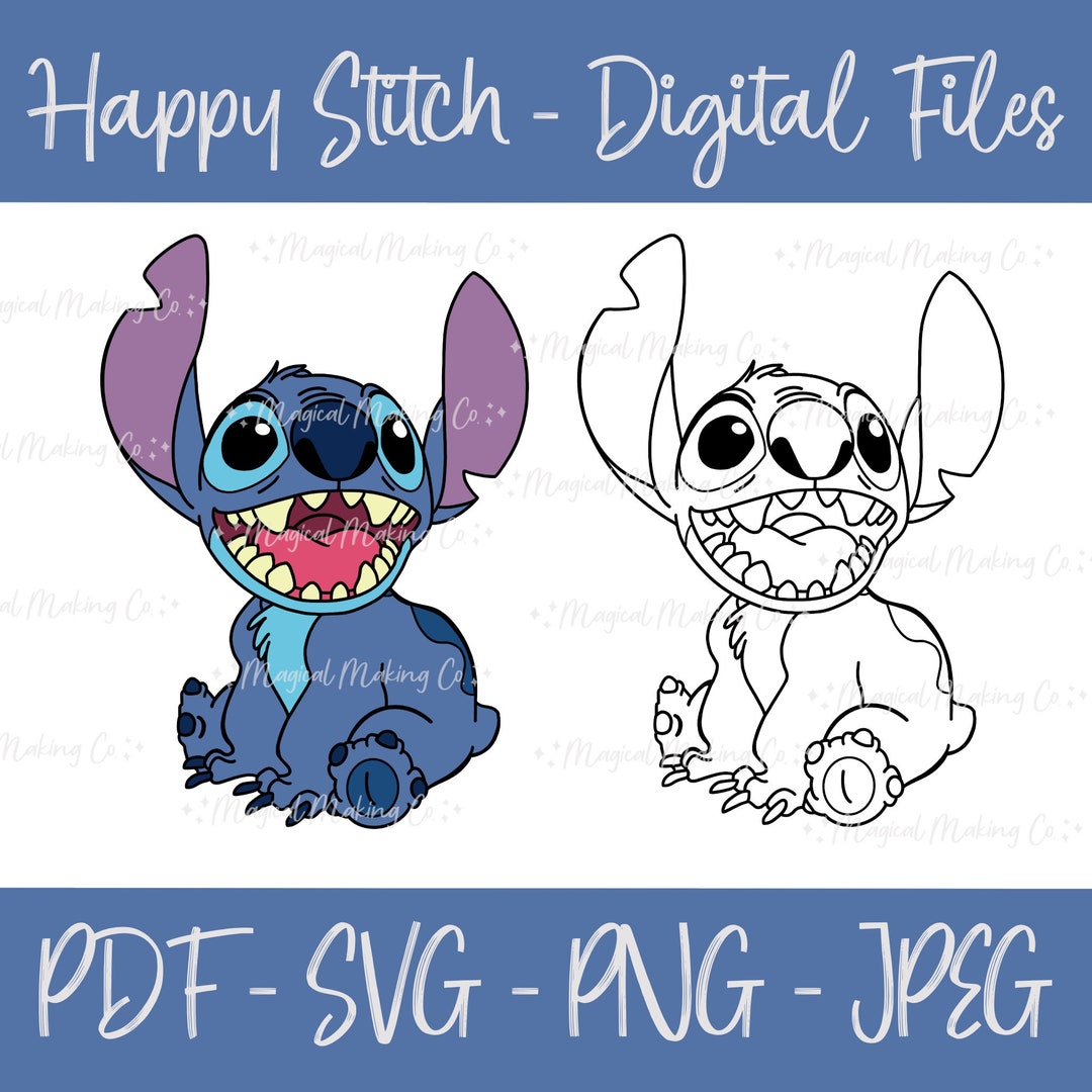 Happy Stitch (lilo & Stitch) Digital Files - Svg/pdf/png/jpeg - Kids ...