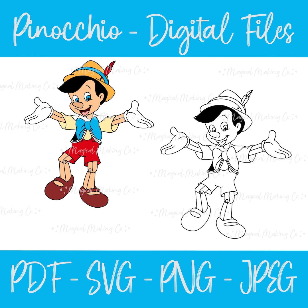 Pinocchio pinocchio Digital Files Svg/png/pdf/jpeg Kids Coloring Pages ...
