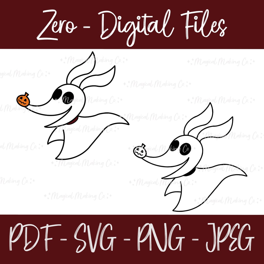 Zero - Nightmare Before Christmas - Halloween Digital Files - Svg/pdf ...