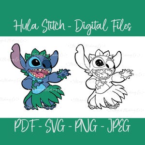 Hula Stitch (lilo and Stitch) Digital Files - Svg/pdf/png/jpeg - Kids ...