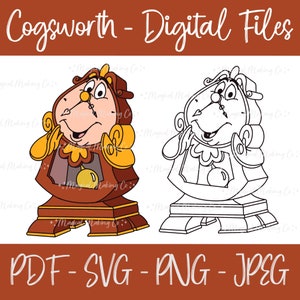 Cogsworth (beauty and the Beast) Digital Files - Svg/png/pdf/jpeg ...