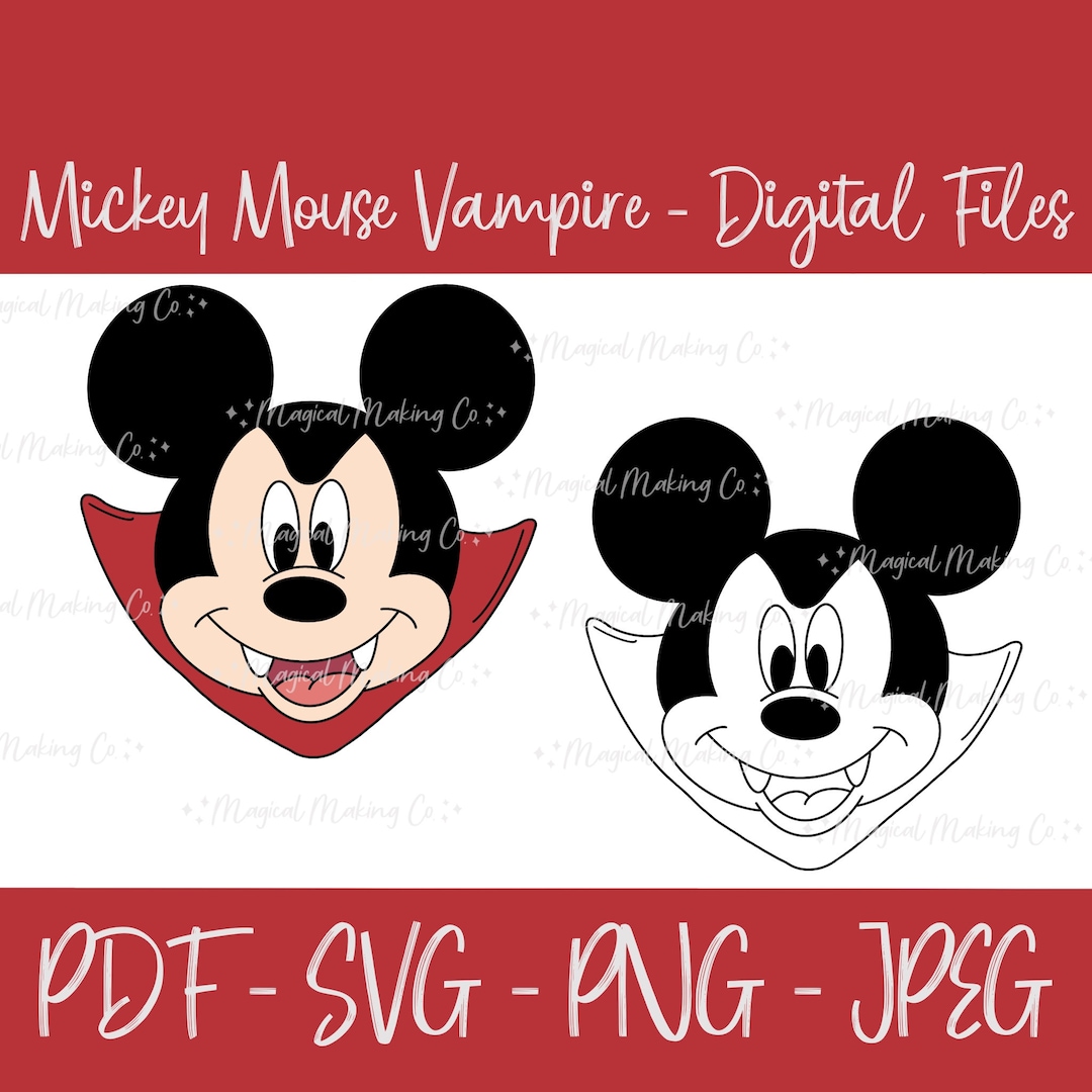Halloween Vampire Mickey Mouse Head Digital Files - Svg/png/pdf/jpeg - Etsy