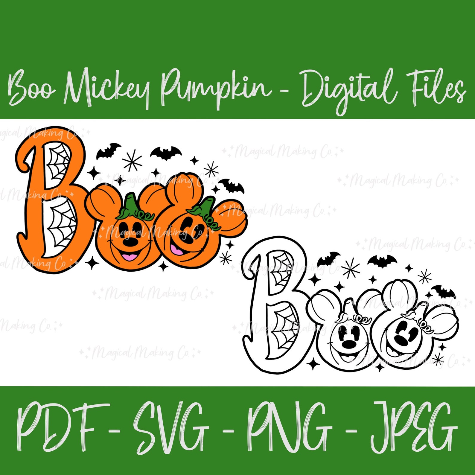 Mickey Pumpkin "boo" Digital Files - Svg/pdf/png/jpeg - Halloween ...