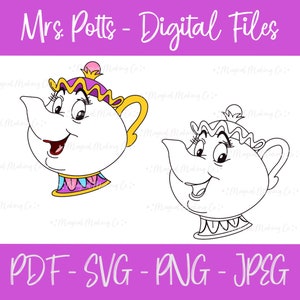 Mrs. Potts beauty and the Beast Svg/png/pdf/jpeg Digital Files Princess ...