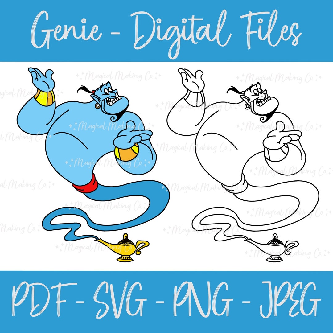 Genie (aladdin) Digital Files - Svg/pdf/png/jpeg - Kids Coloring Pages ...