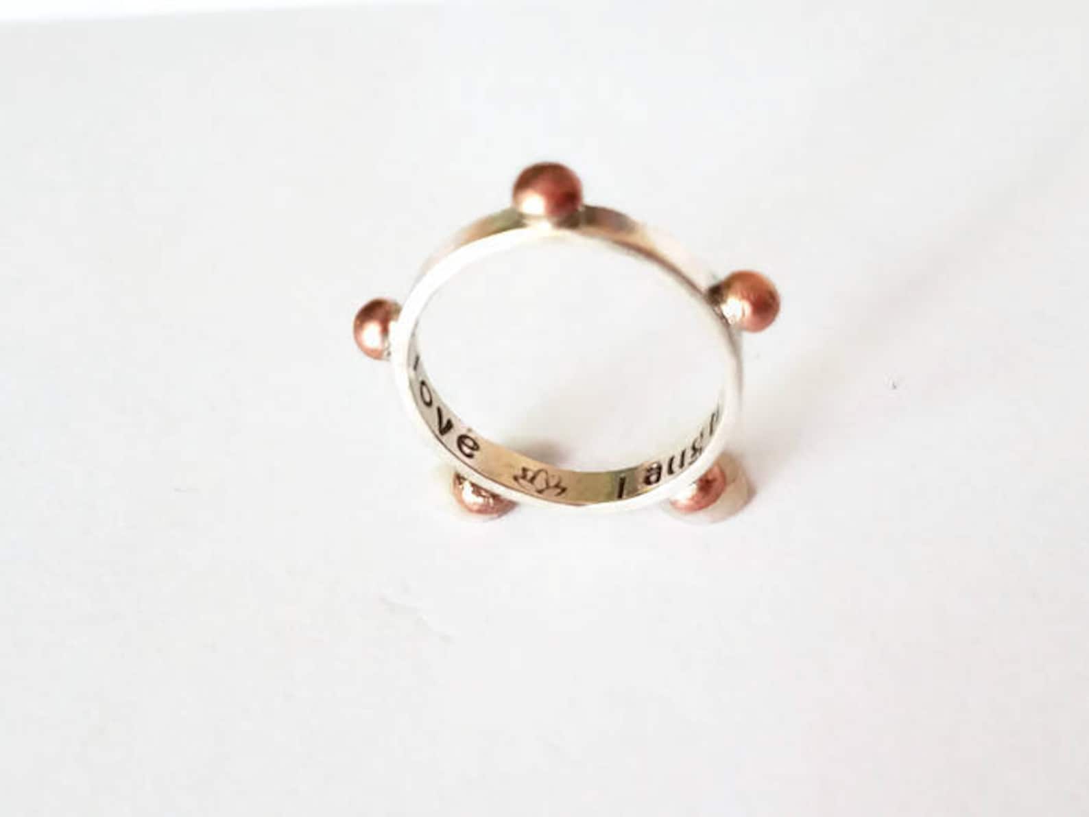 Sterling Silver Stack Rings,japa Ring, Mixed Metal Japa Ring,mantra ...