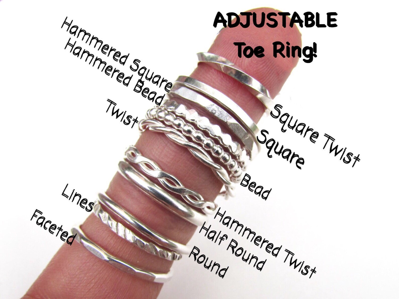 ADJUSTABLE toe ringSterling Silver Toe RingKnuckle Ringtoe | Etsy