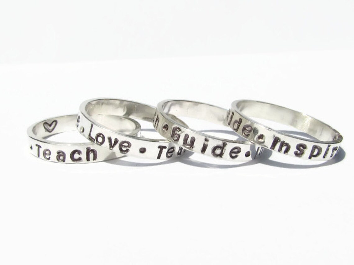 Teacher Gift,teacher Appreciation,message Ring,hand Stamped ...