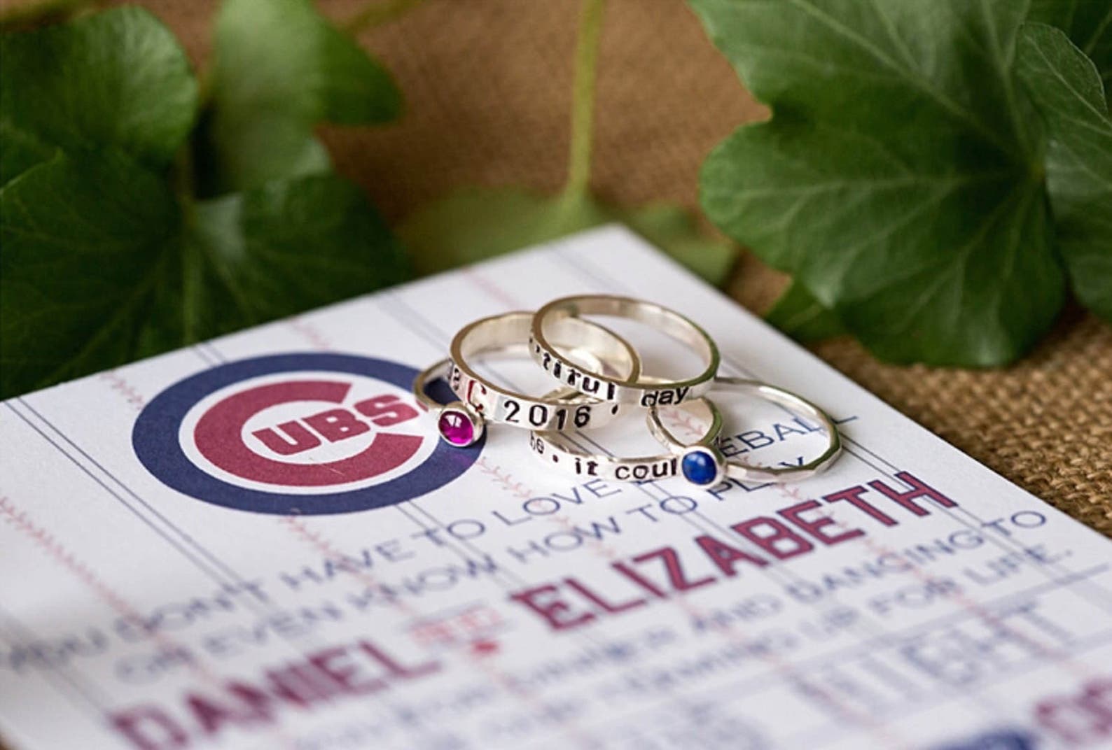Cubs Ring, Cubs Stack Rings,harry Caray,ruby Ring, World Series 2016 ...