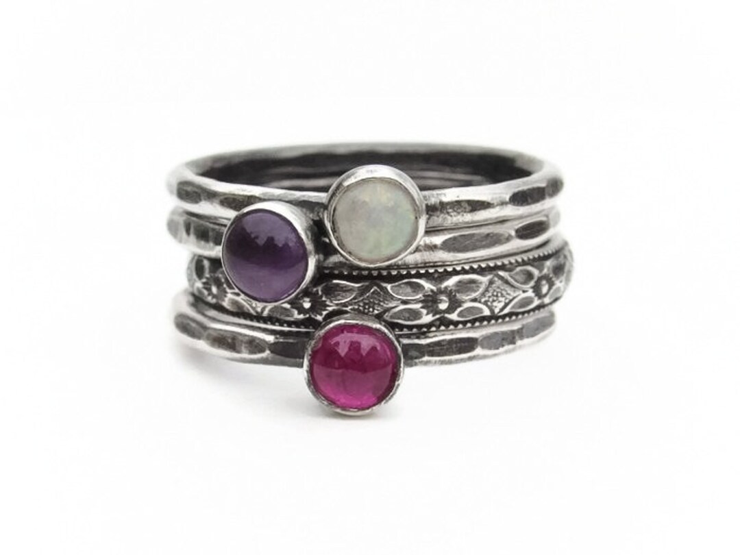 Rustic Stack Ring,sterling Silver, Boho Jewelry,boho Ring, Floral Ring ...